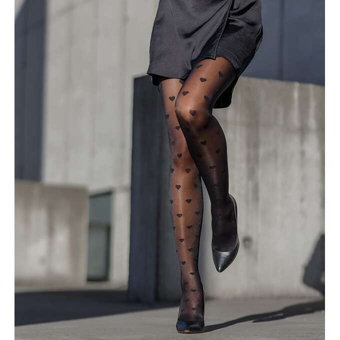 Rajstopy profilaktyczne 70 DEN w oryginalne wzory - serduszka - ucisk ...