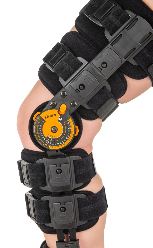 Pooperacyjna orteza stawu kolanowego z dwuszynową boczną stabilizacją ...